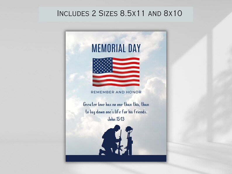 Christian Memorial Day Poster Bible Verse Cards Church Scripture Cards ...