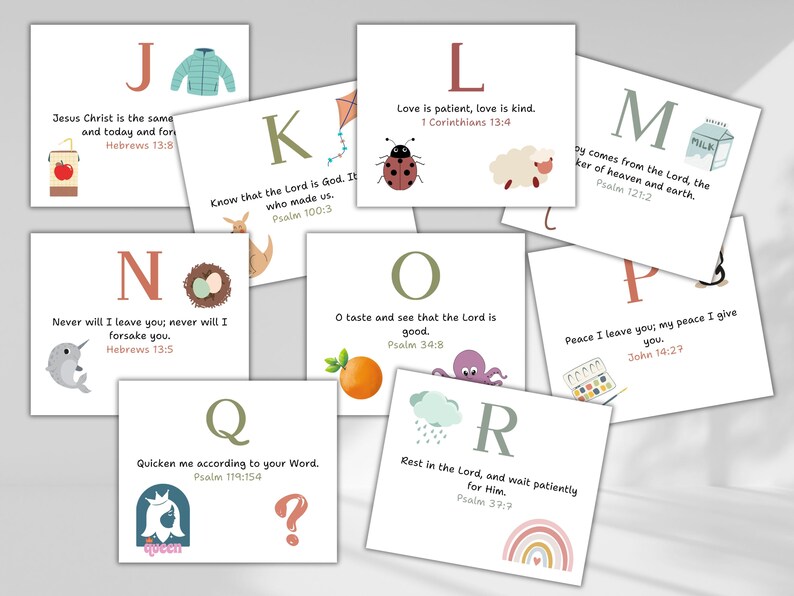 ABC Bible Verse Flashcards Scripture Card Printable Alphabet Bible ...