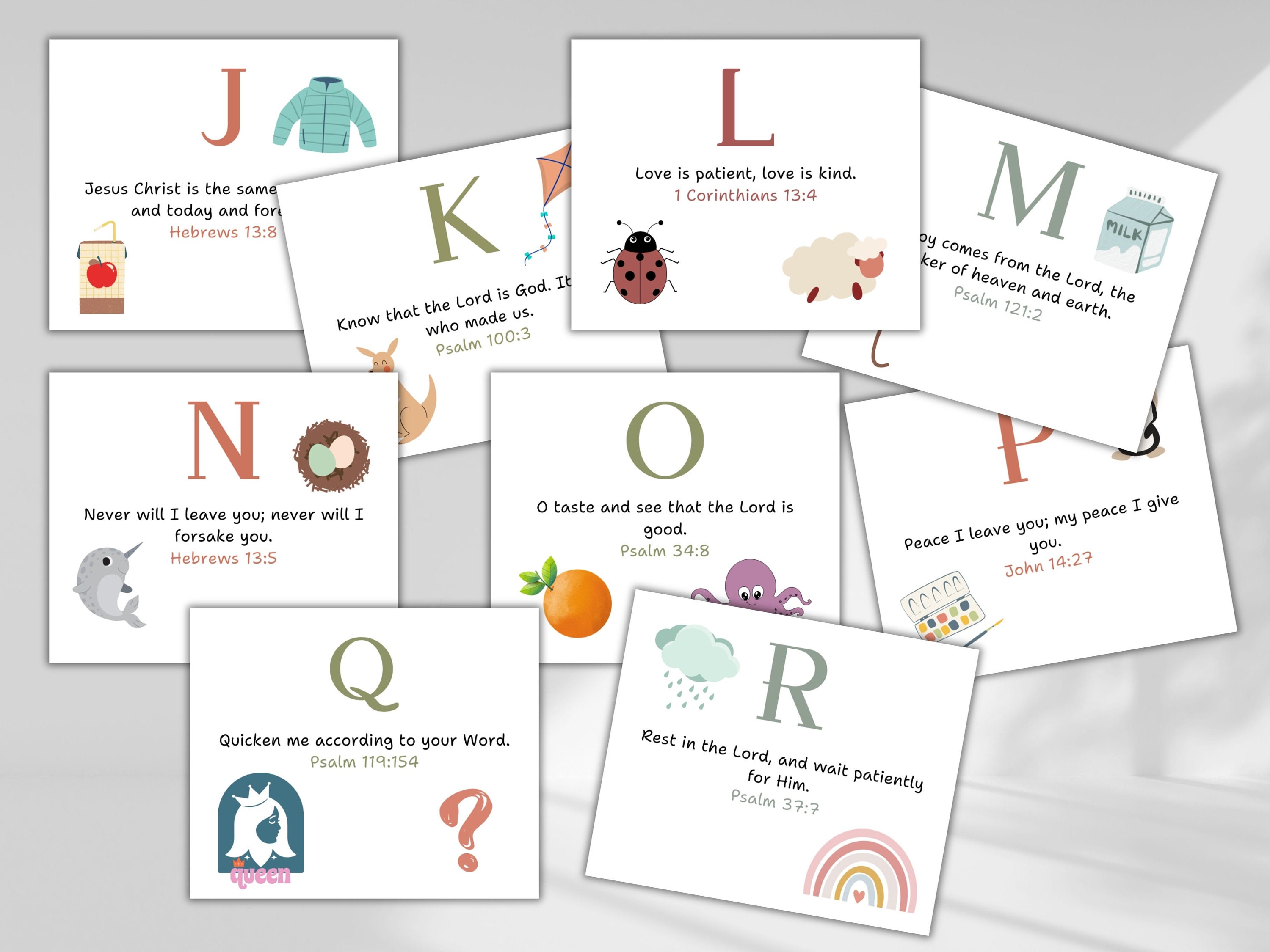 ABC Bible Verse Flashcards Scripture Card Printable Alphabet Bible ...