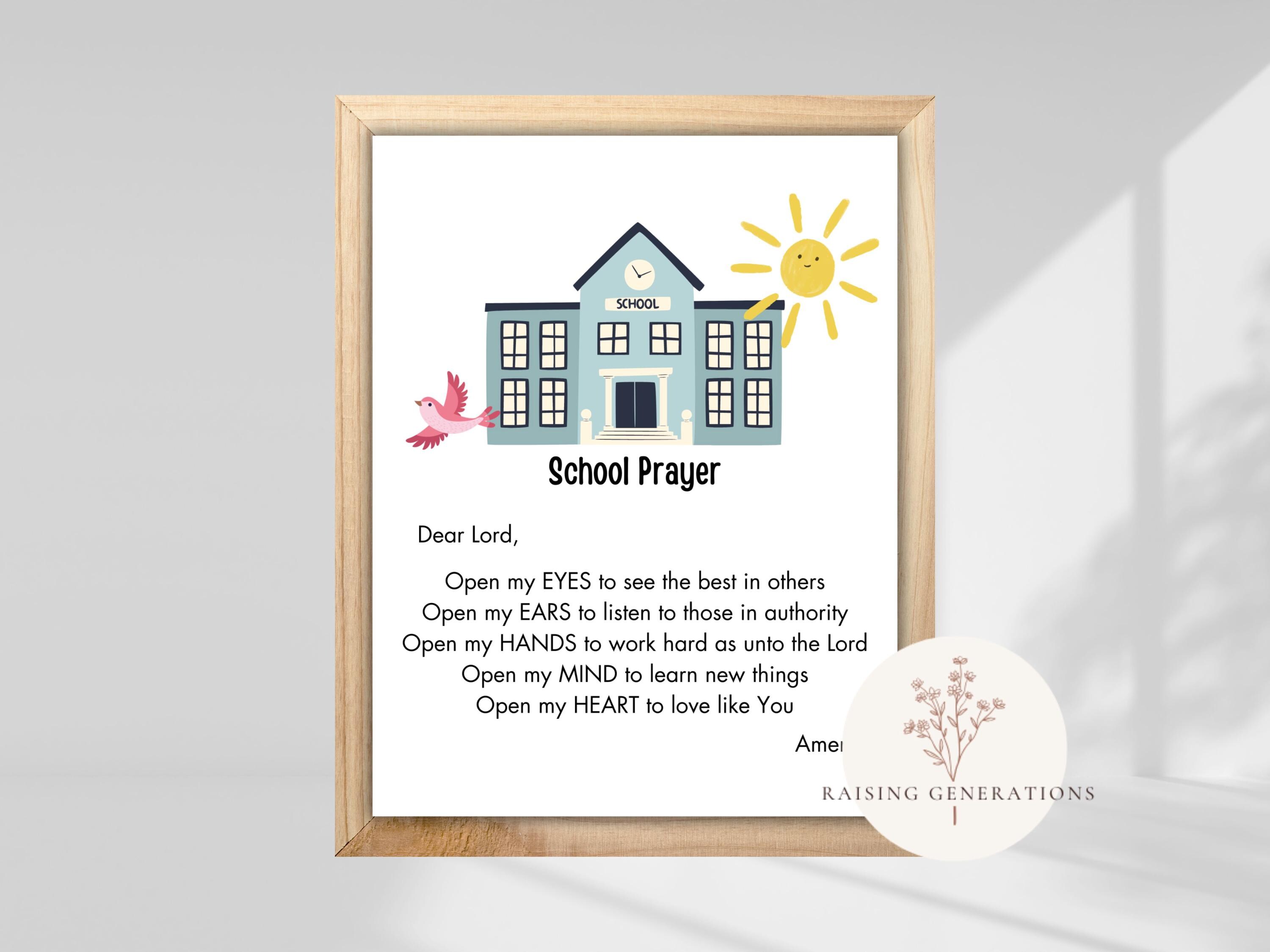School Prayer Poster School Wall Art Christian School Sign for ...