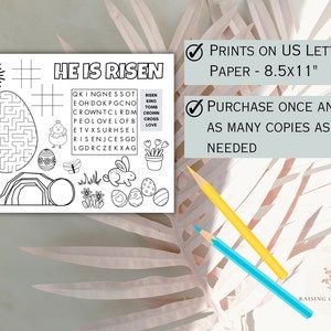 Christian Easter Color Activity Kids Sunday School Easter Sunday Craft ...