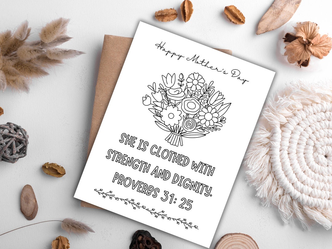 Christian Mothers Day Bible Verse Coloring Pages Gift for Mothers ...