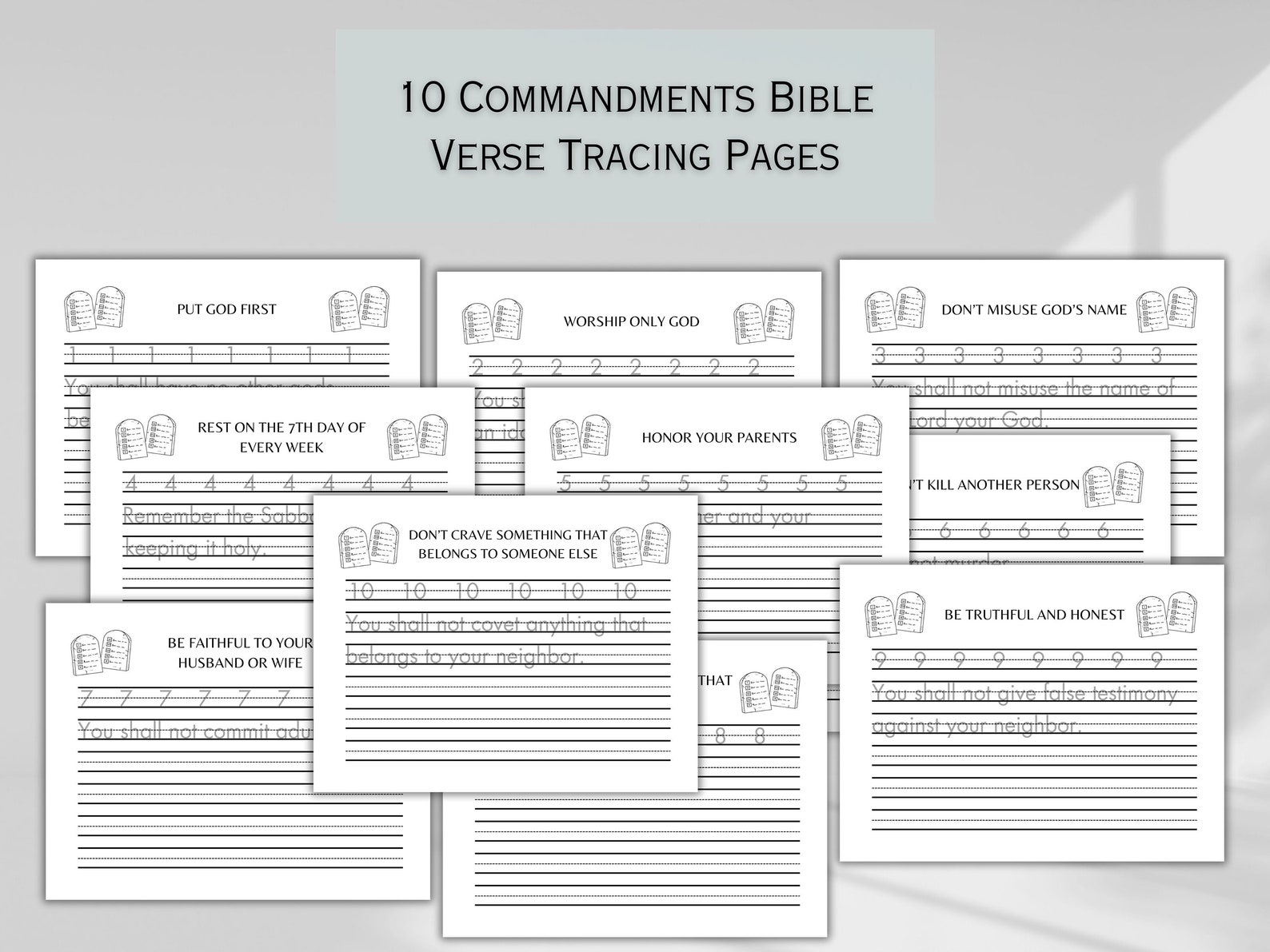 10 Commandments Printable Activity Word Search, Maze, Memory Matching ...