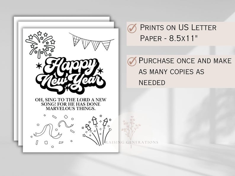 Christian New Years Coloring Pages New Years Sunday School Activity New ...