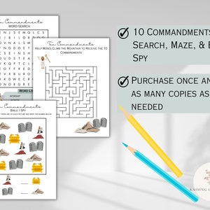 10 Commandments Printable Activity | Word Search, Maze, Memory Matching ...