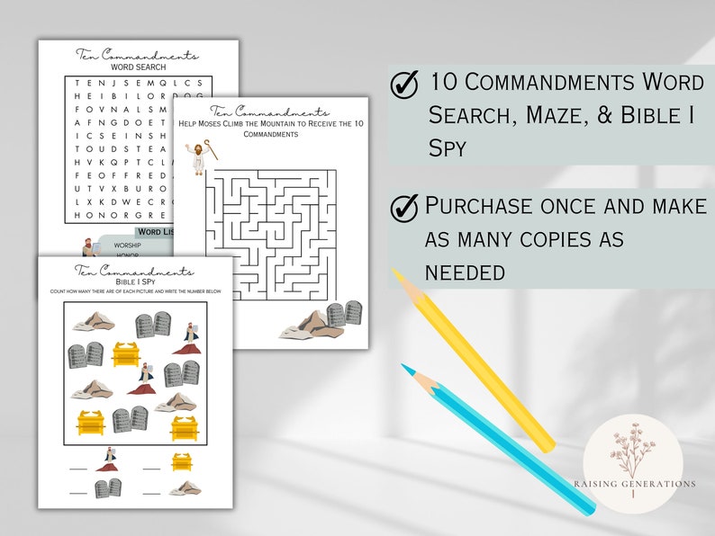 10 Commandments Printable Activity | Word Search, Maze, Memory Matching ...
