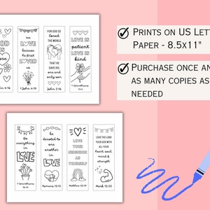Valentines Bible Verse Coloring Bookmarks | Printable Sunday School ...