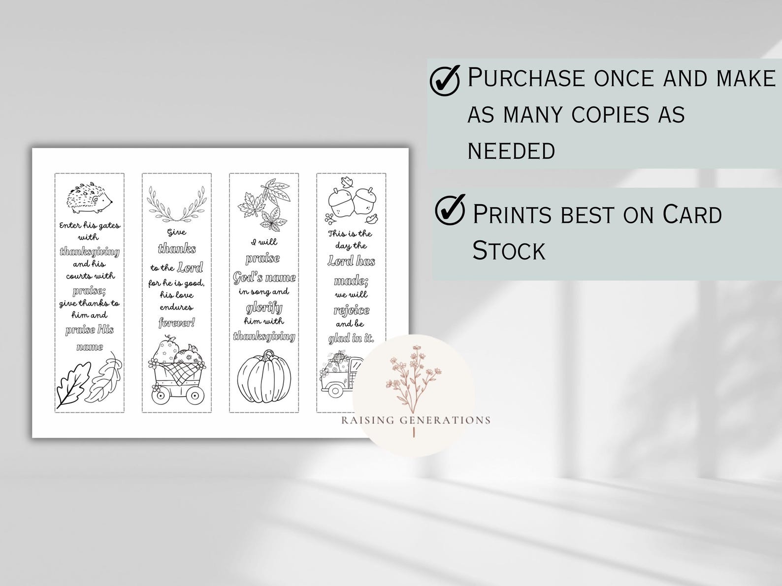 Christian Fall Coloring Bookmarks Thanksgiving Activity for Kids Fall ...