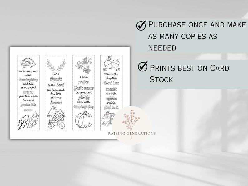 Christian Fall Coloring Bookmarks Thanksgiving Activity for Kids Fall ...