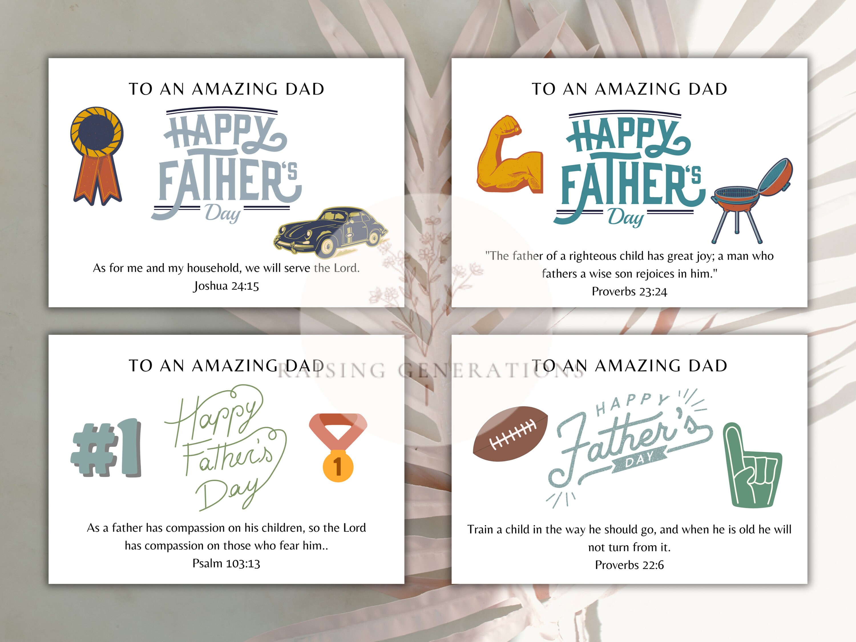 Christian Fathers Day Card Printable Bible Verse Church Gift for ...