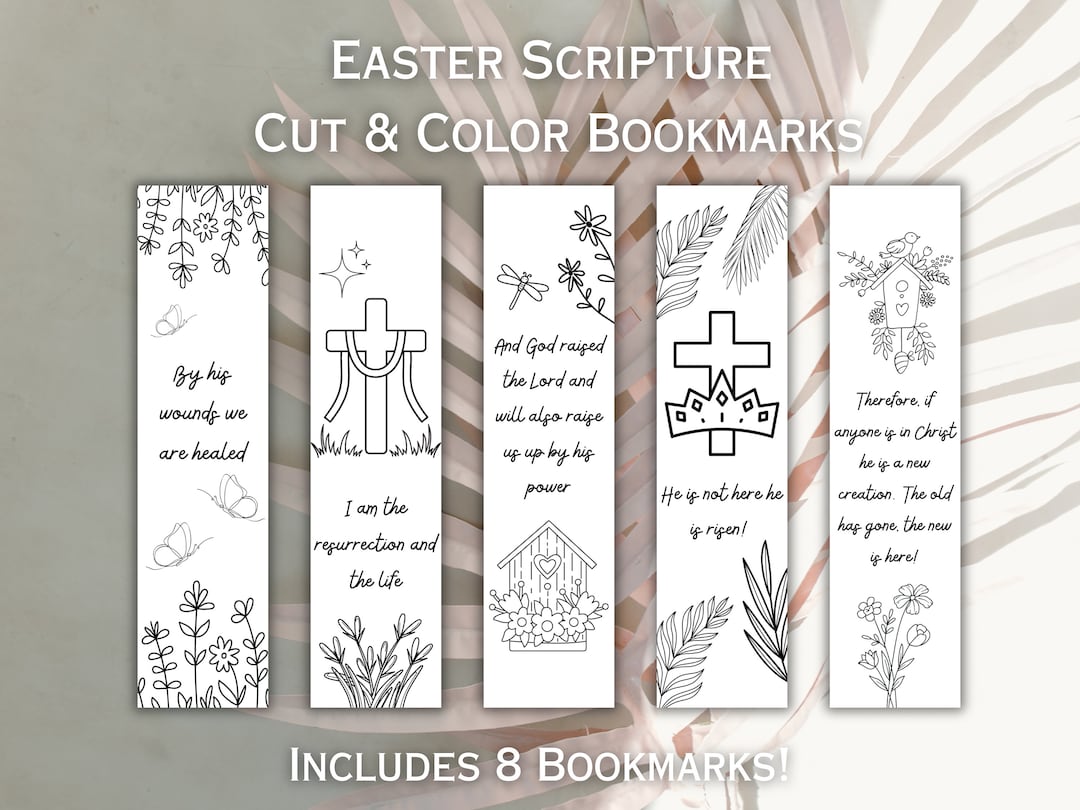 8 Christian Easter Coloring Bookmark Bundle Children's Ministry ...
