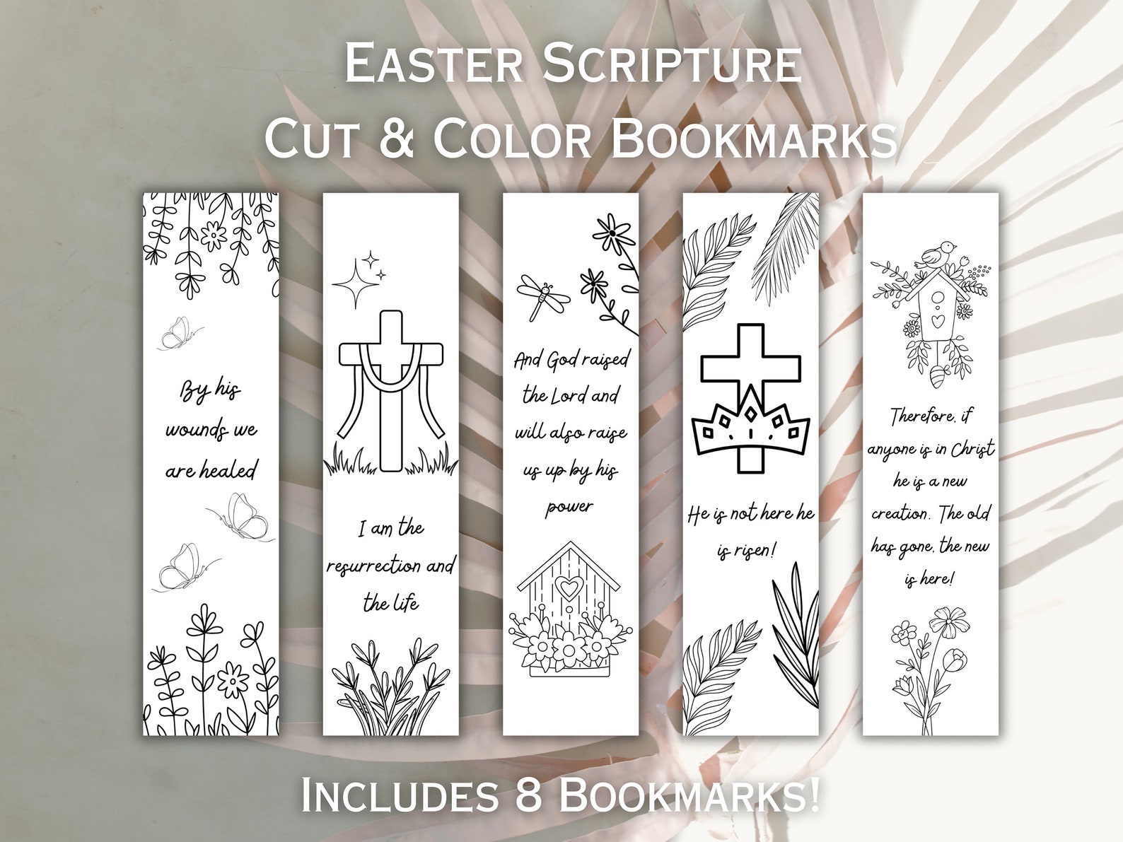 8 Christian Easter Coloring Bookmark Bundle Children's Ministry ...