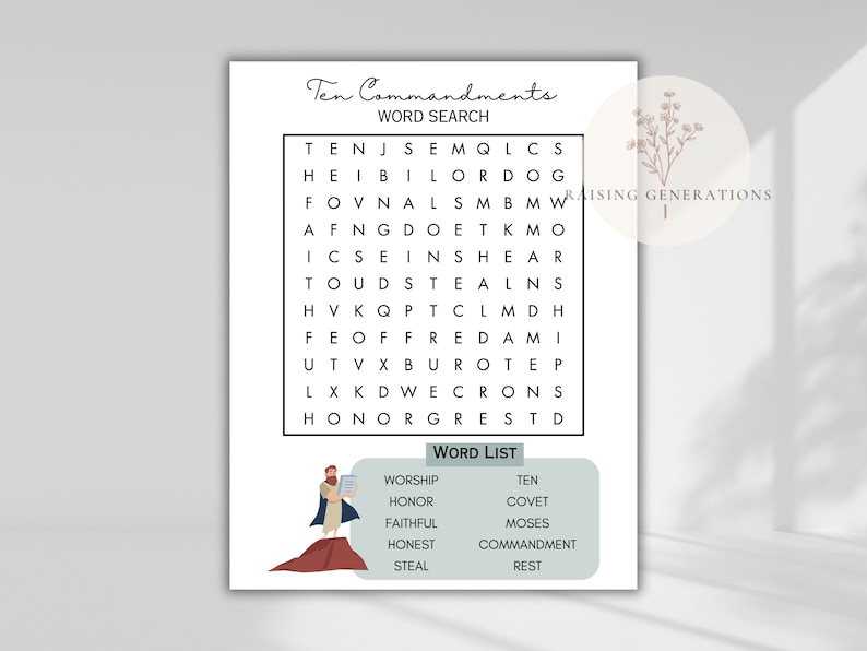 10 Commandments Printable Activity Word Search, Maze, Memory Matching ...