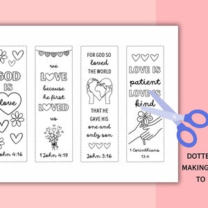 Valentines Bible Verse Coloring Bookmarks | Printable Sunday School ...