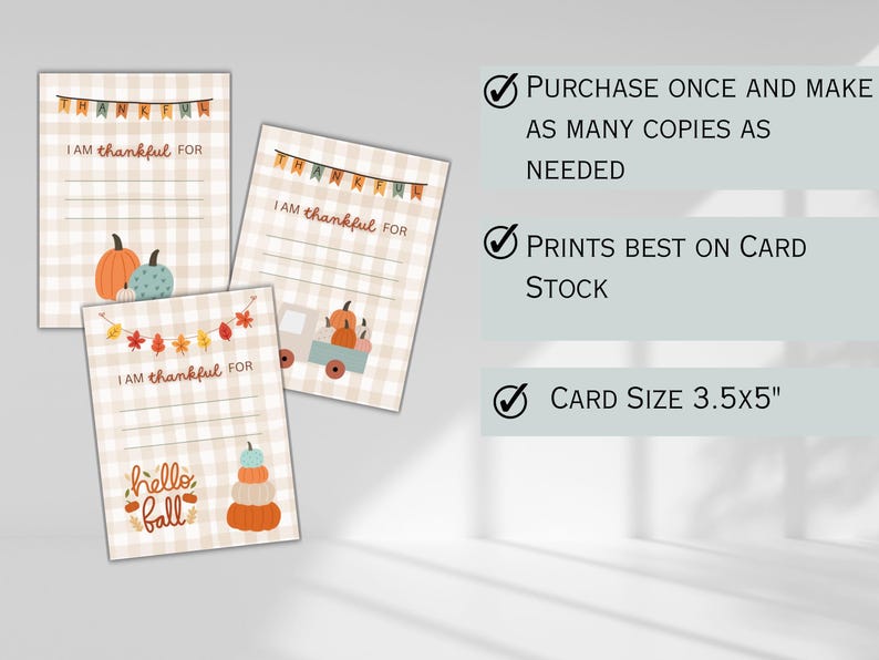 Thankfulness Cards I Am Thankful for Cards Printable Gratitude Cards ...