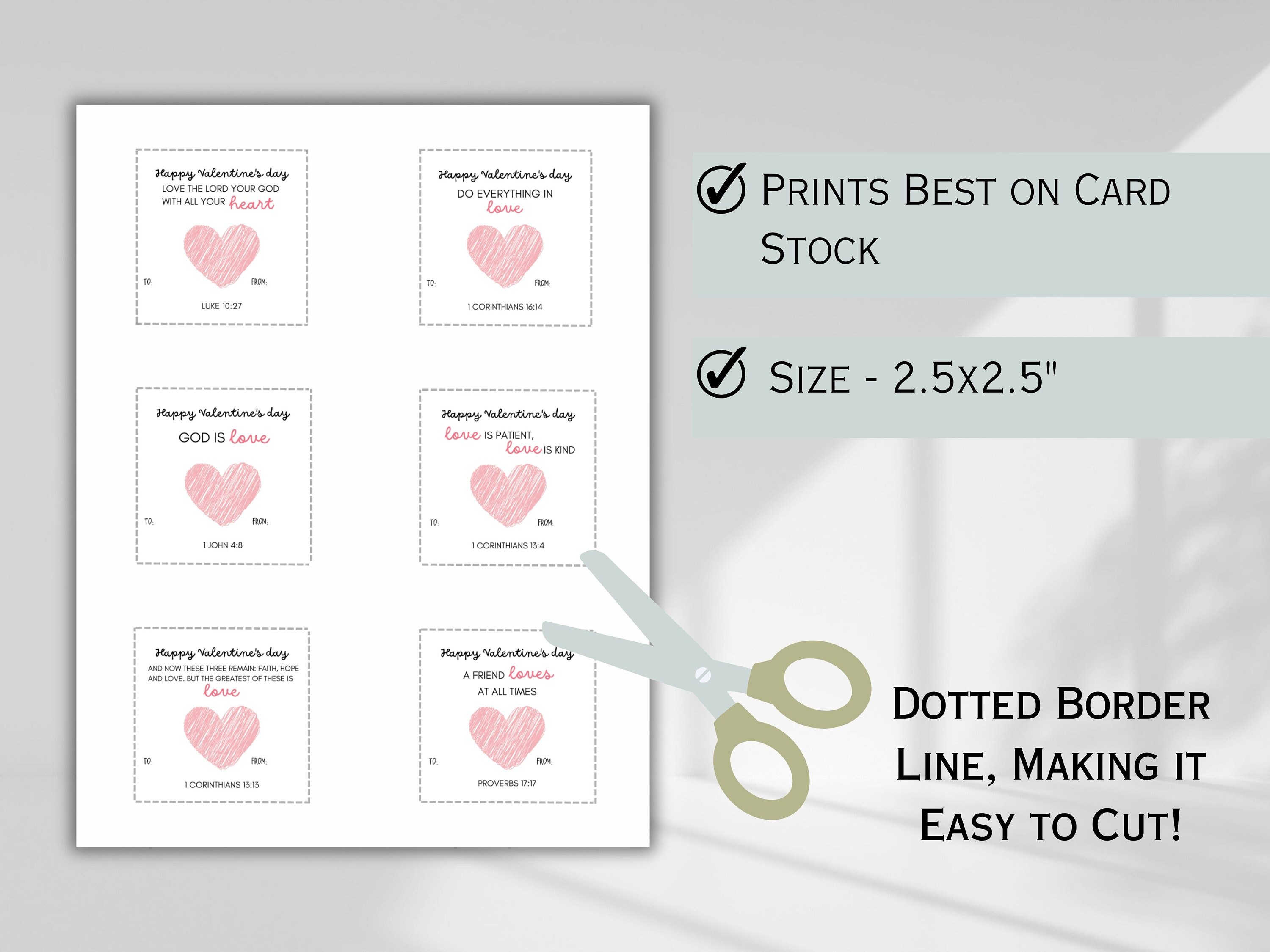 Valentines Bible Verse Cards for Kids, Classmates DIY Christian ...