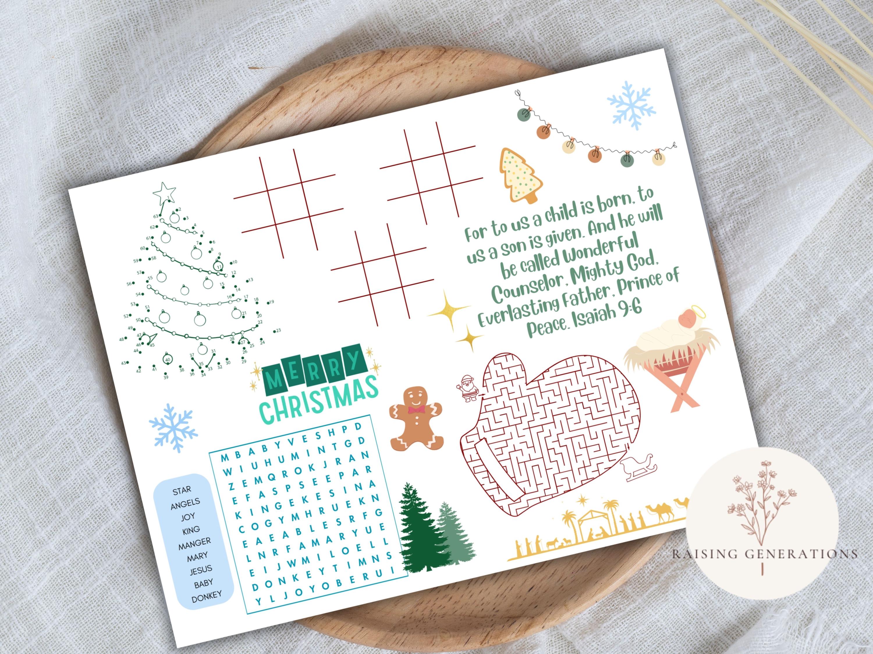 Printable Christmas Placemat Christian Christmas Activity Placemat ...