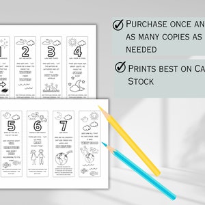 Days of Creation Craft Coloring Bookmarks DIY Gift for Book Lovers ...