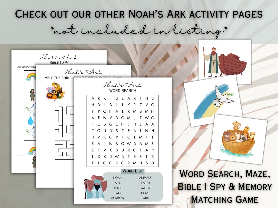 Noahs Ark Color Craft for Sunday School Lesson Book Lover Gift Reading ...