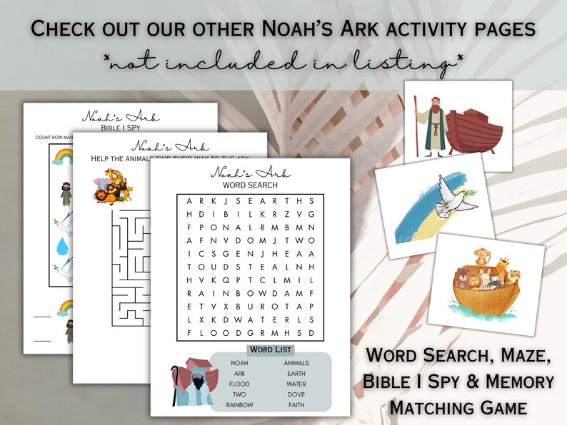 Noahs Ark Color Craft for Sunday School Lesson Book Lover Gift Reading ...