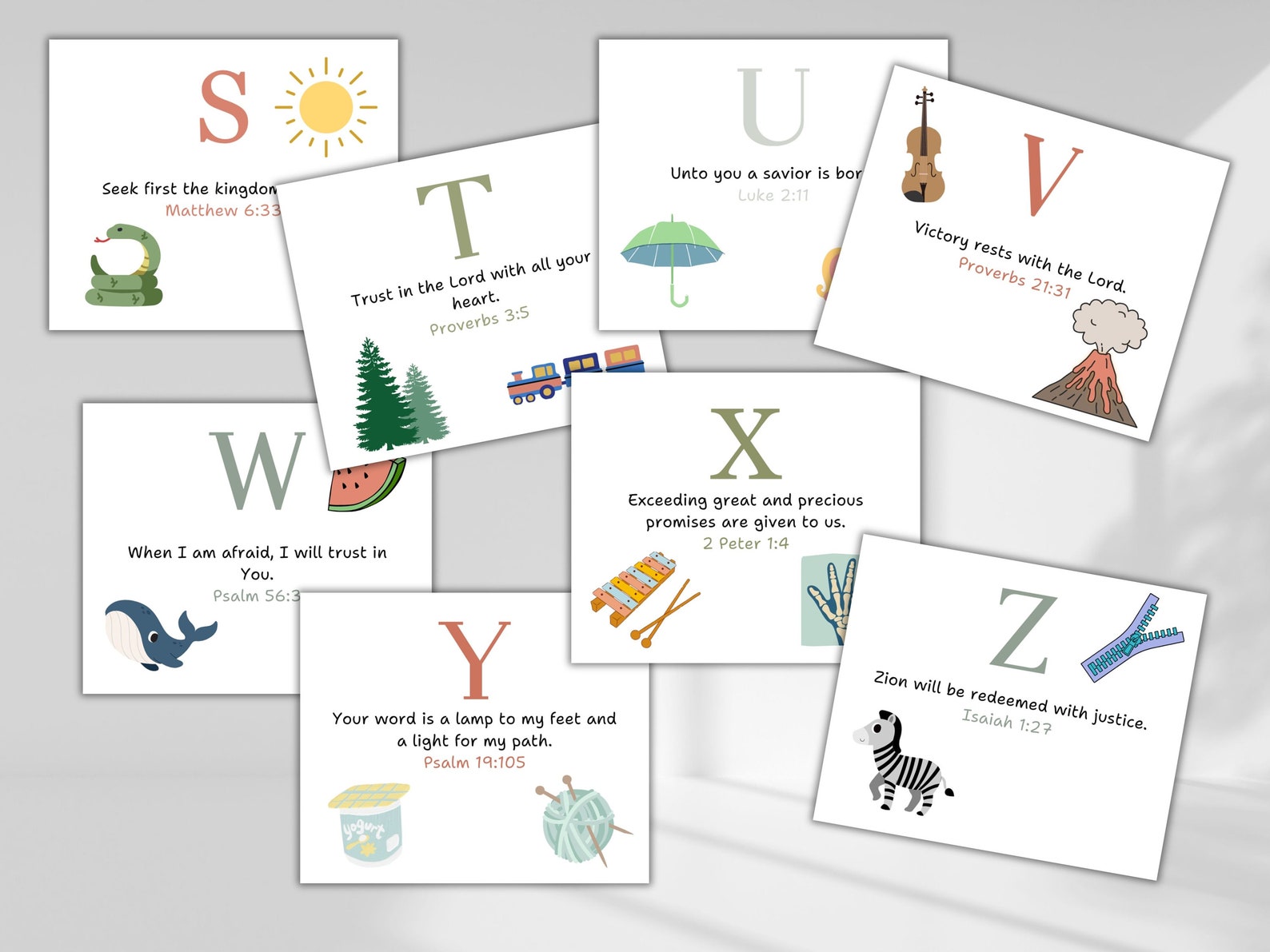 ABC Bible Verse Flashcards Scripture Card Printable Alphabet Bible ...