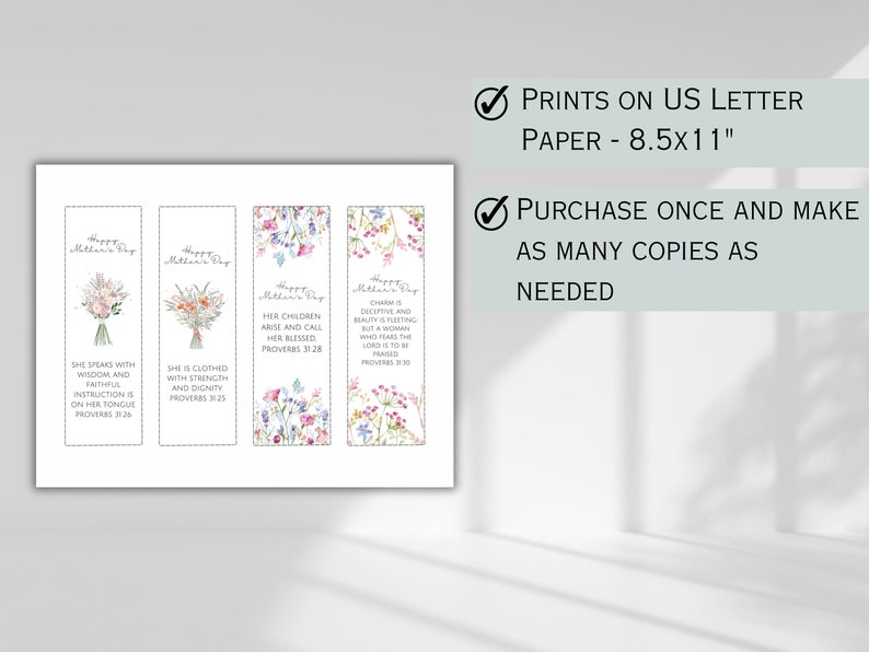 Christian Mothers Day Floral Bookmark Church Gift Tag for Mothers ...
