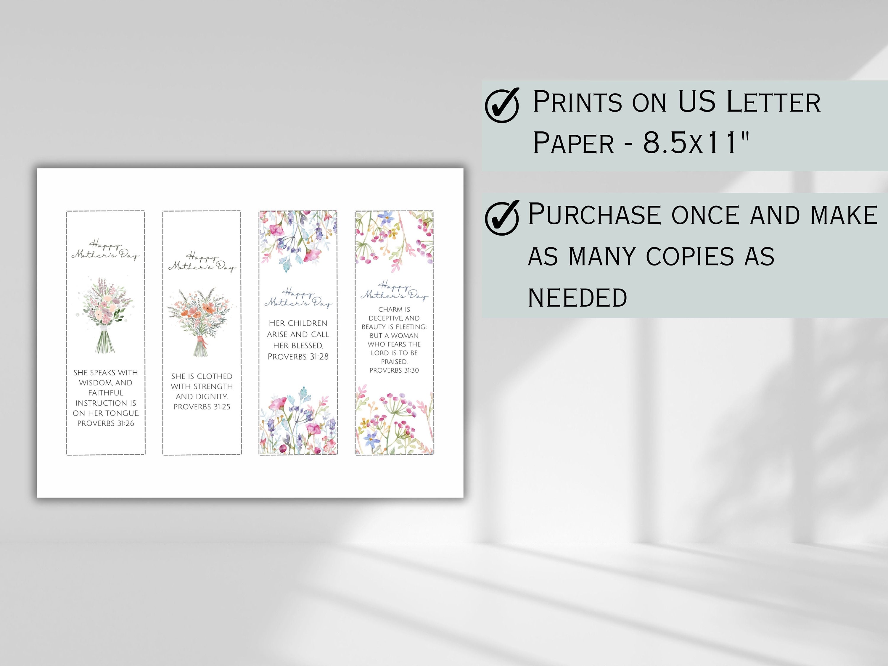 Christian Mothers Day Floral Bookmark Church Gift Tag for Mothers ...