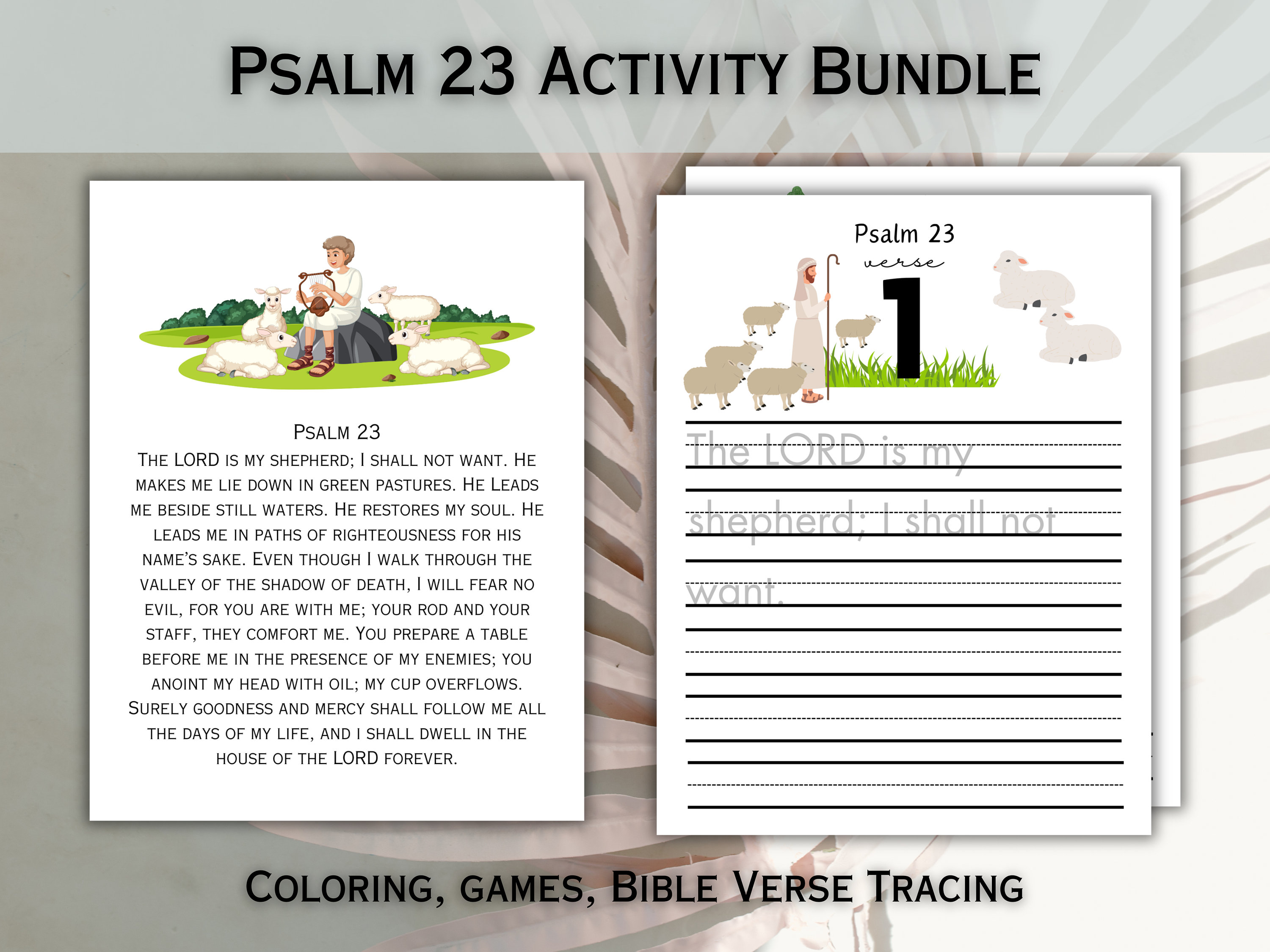 Psalm 23 Printable Bible Memorization Worksheet Sunday School Bible ...