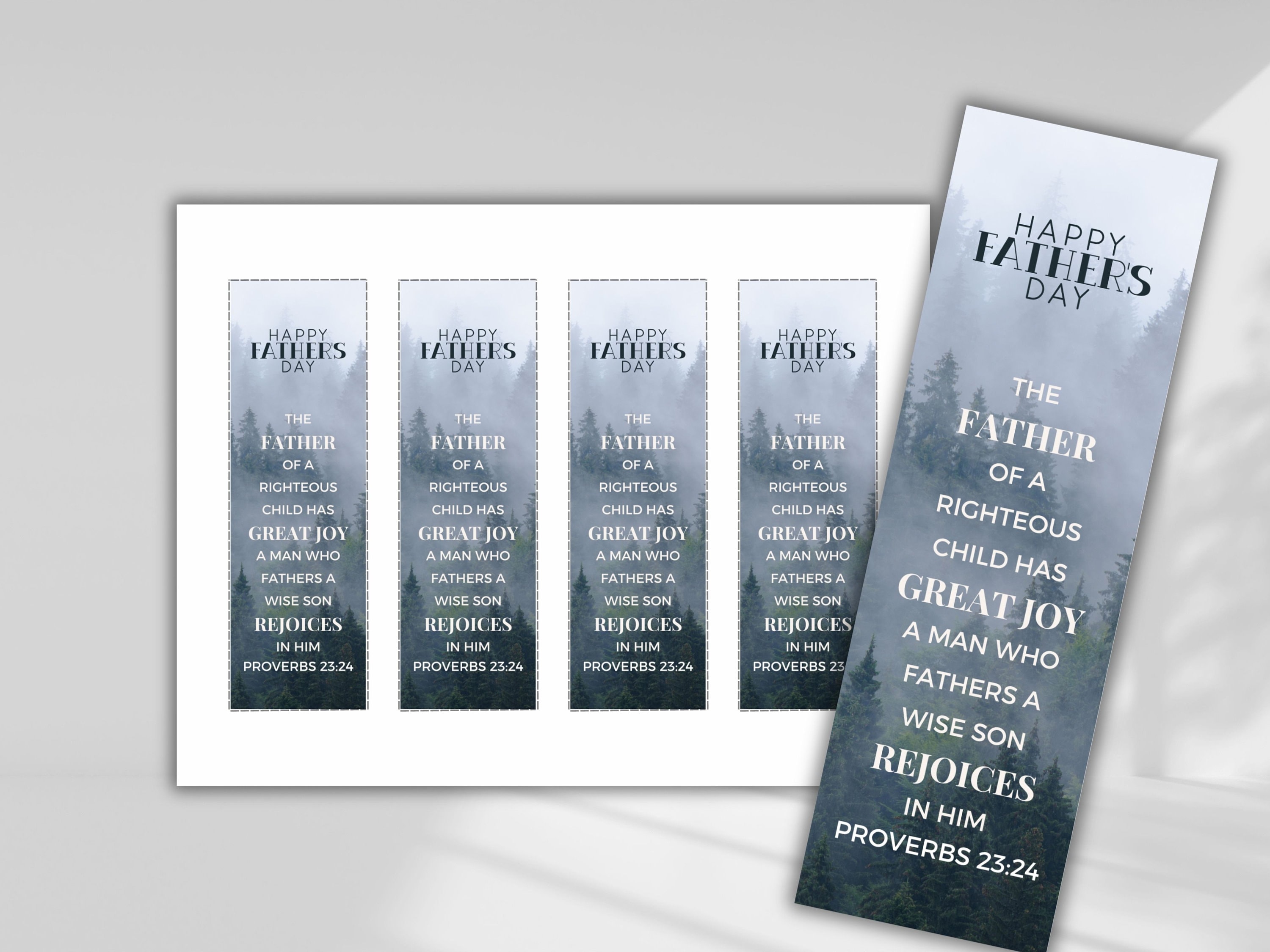 Christian Fathers Day Bookmark Church Gift Tag for Father Bible Verse ...
