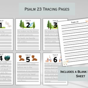Psalm 23 Printable Bible Memorization Worksheet Sunday School Bible ...