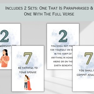 10 Commandments Cards Scripture Memory Cards for Kids Bible Study ...