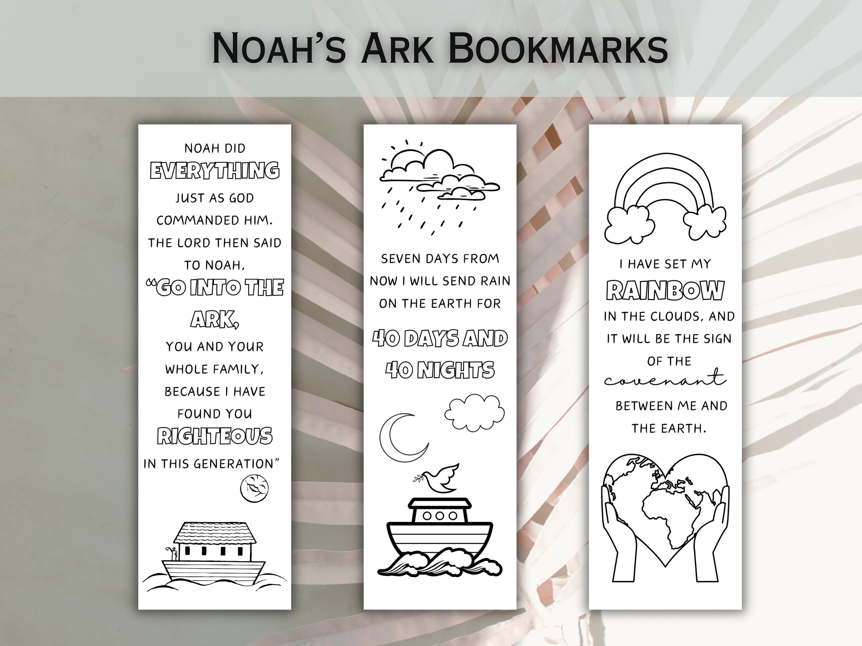 Noahs Ark Color Craft for Sunday School Lesson Book Lover Gift Reading ...