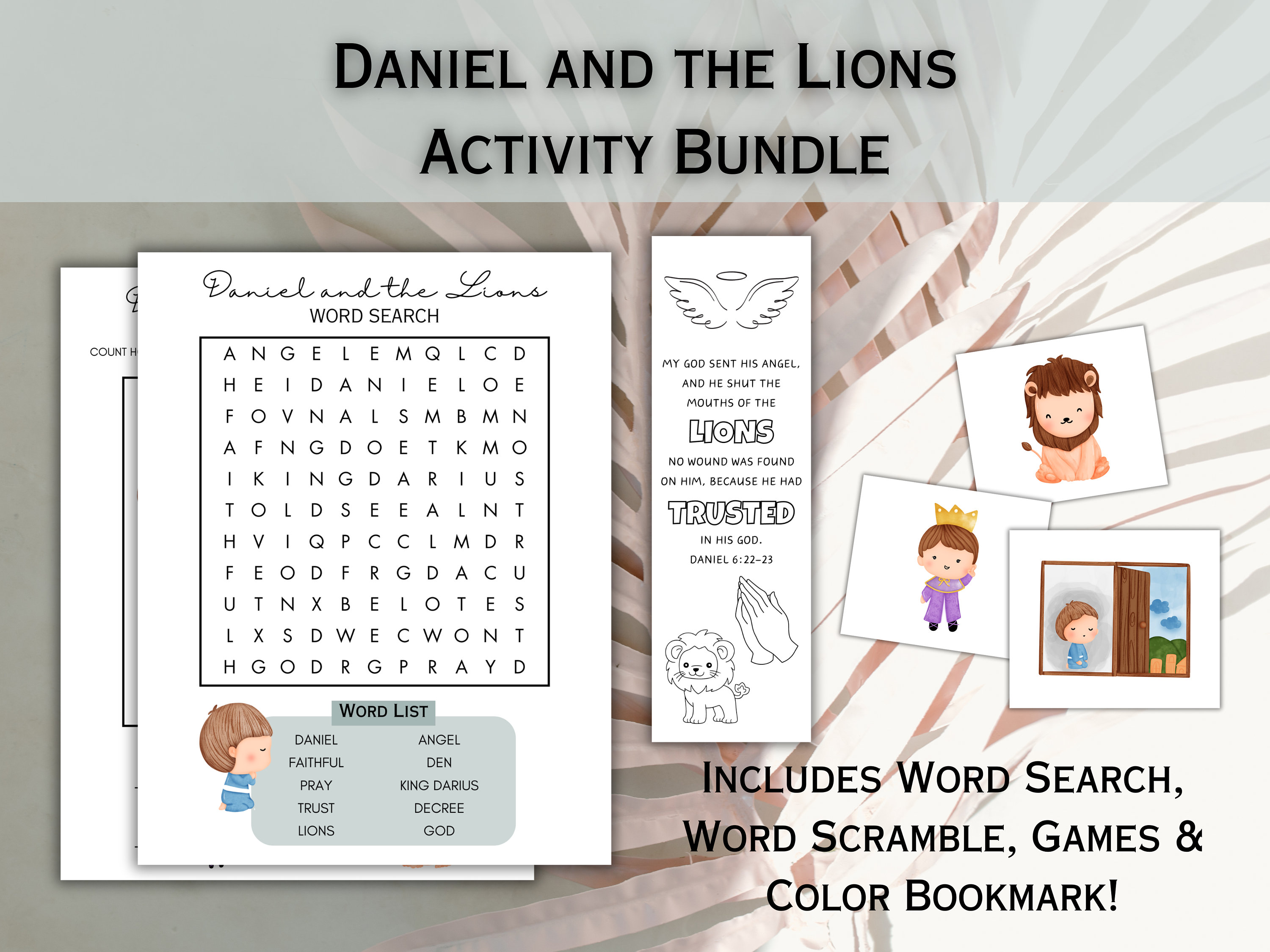 Daniel and the Lions Den Craft Sunday School Activity Page Bible Games ...
