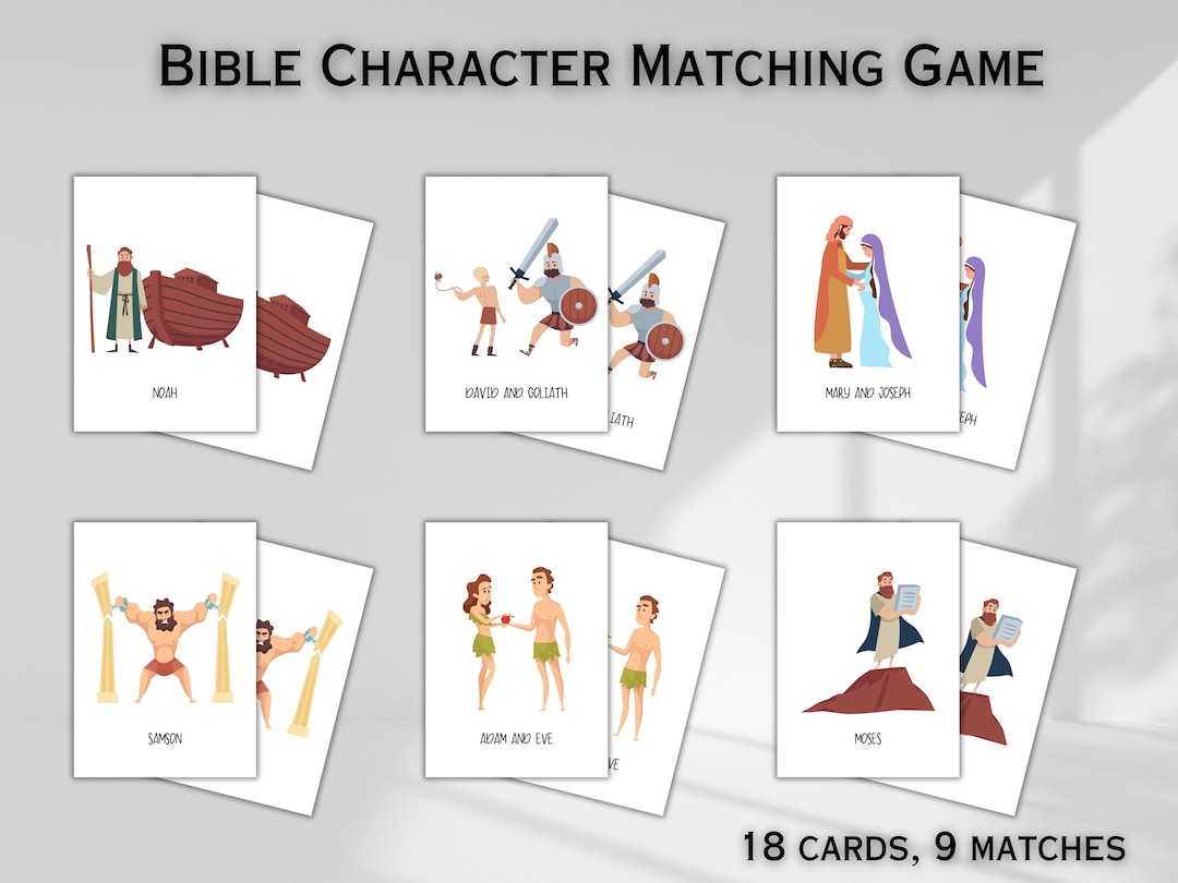 Kids Bible Character Matching Game | Christian Memory Matching Card ...