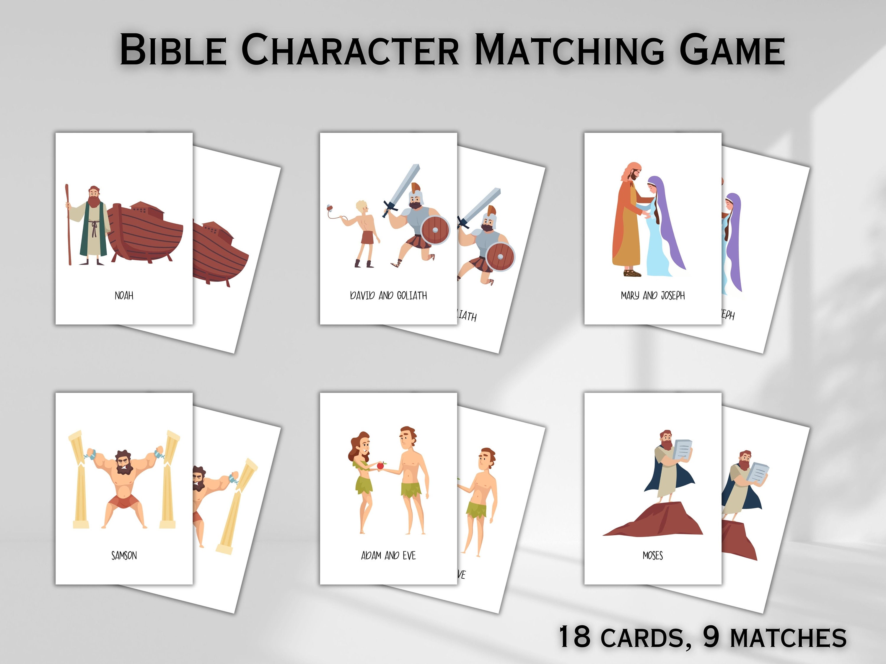 Kids Bible Character Matching Game | Christian Memory Matching Card ...