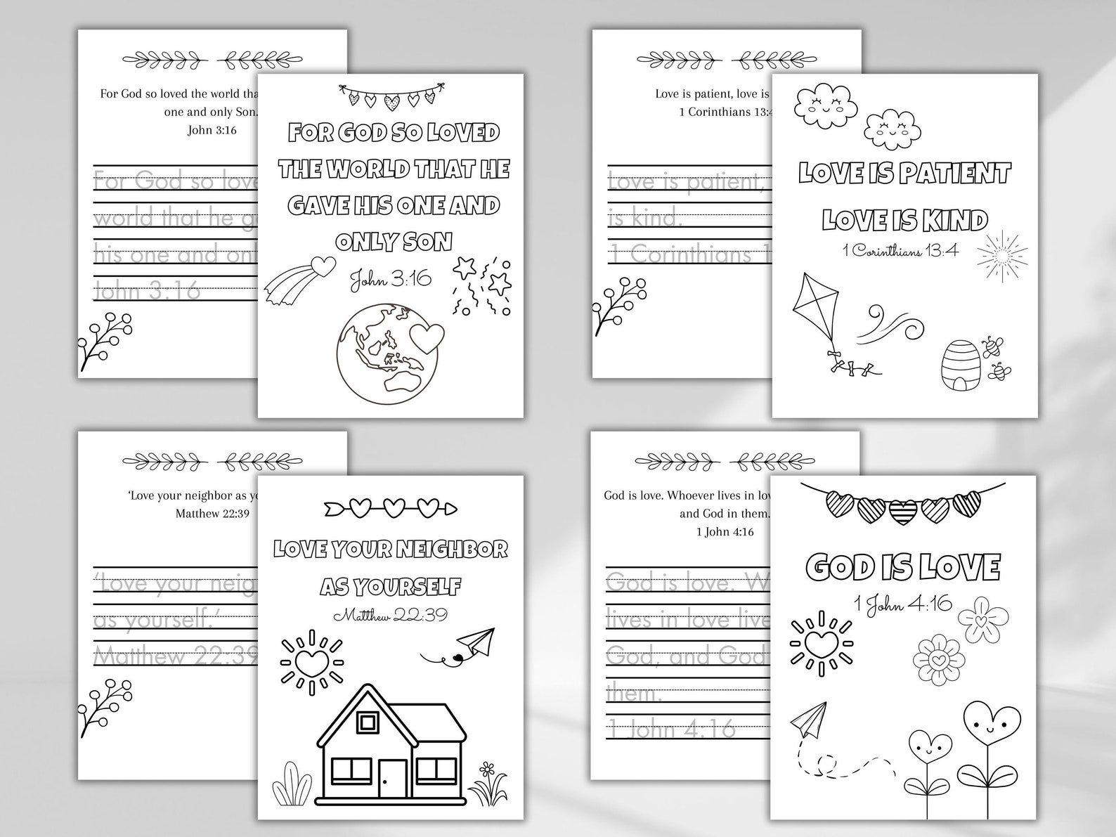 Bible Verse Coloring Printable Sunday School Craft About God Love Kids ...