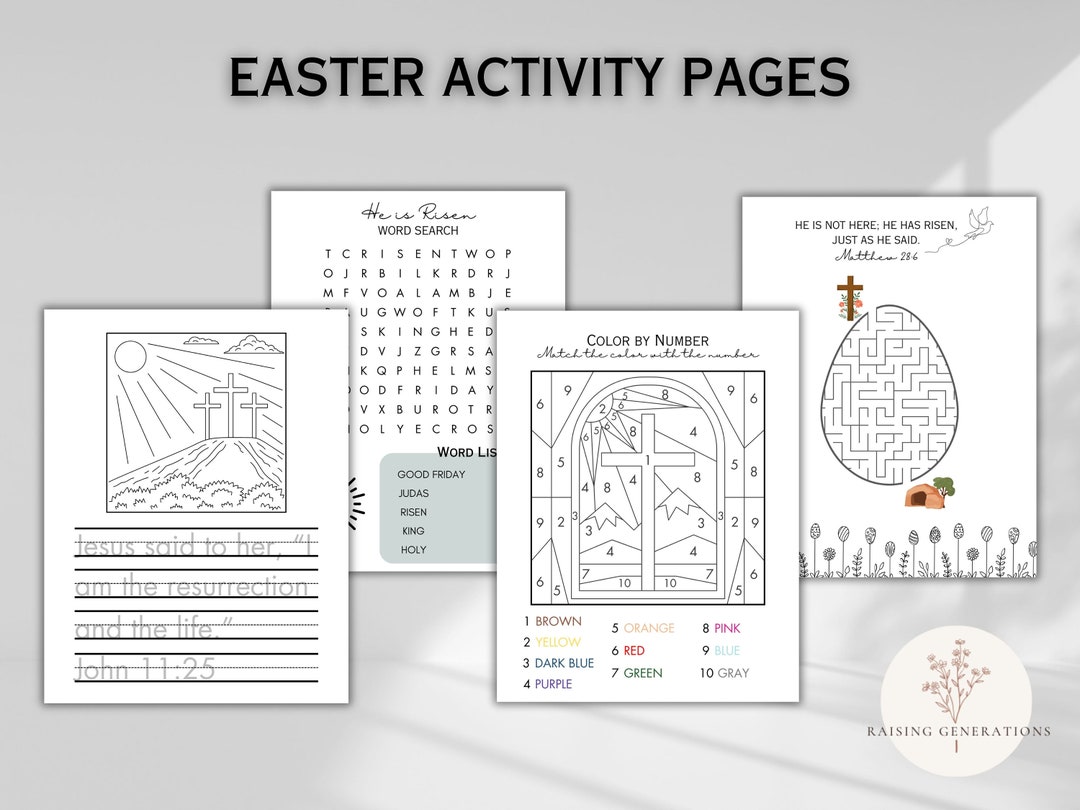 Christian Easter Activity Pages for Kids | Sunday School Easter Sunday ...