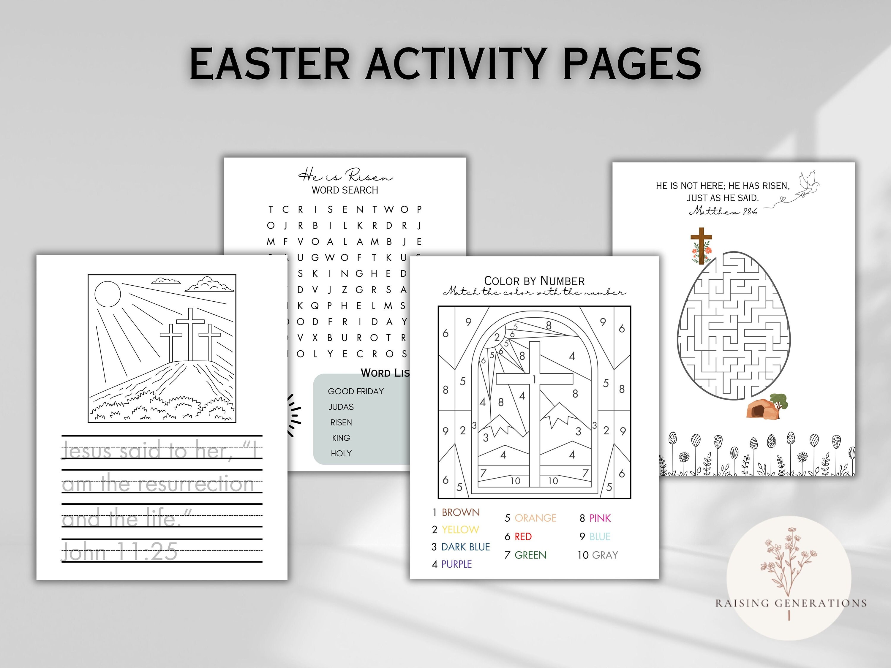 Christian Easter Activity Pages for Kids Sunday School Easter Sunday ...