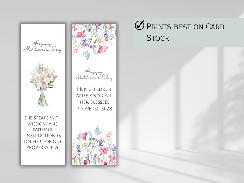 Christian Mothers Day Floral Bookmark Church Gift Tag for Mothers ...