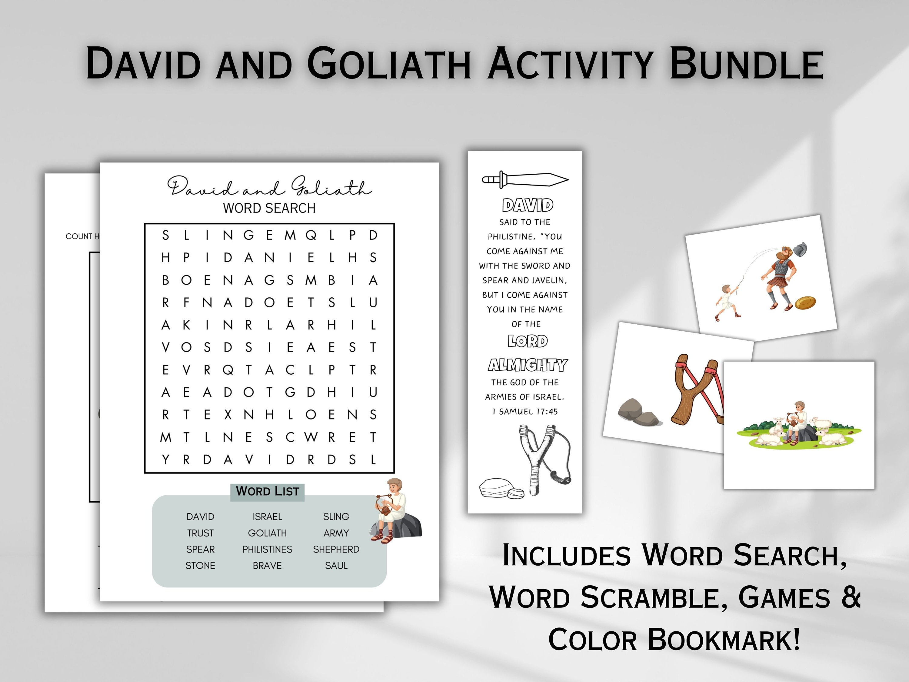 David and Goliath Craft Sunday School Activity for Kids Bible Games ...