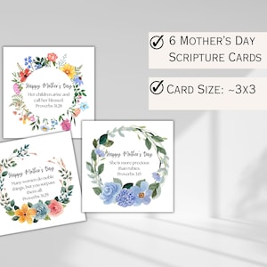 Floral Mothers Day Bible Verse Cards Mothers Day Scripture Cards for ...