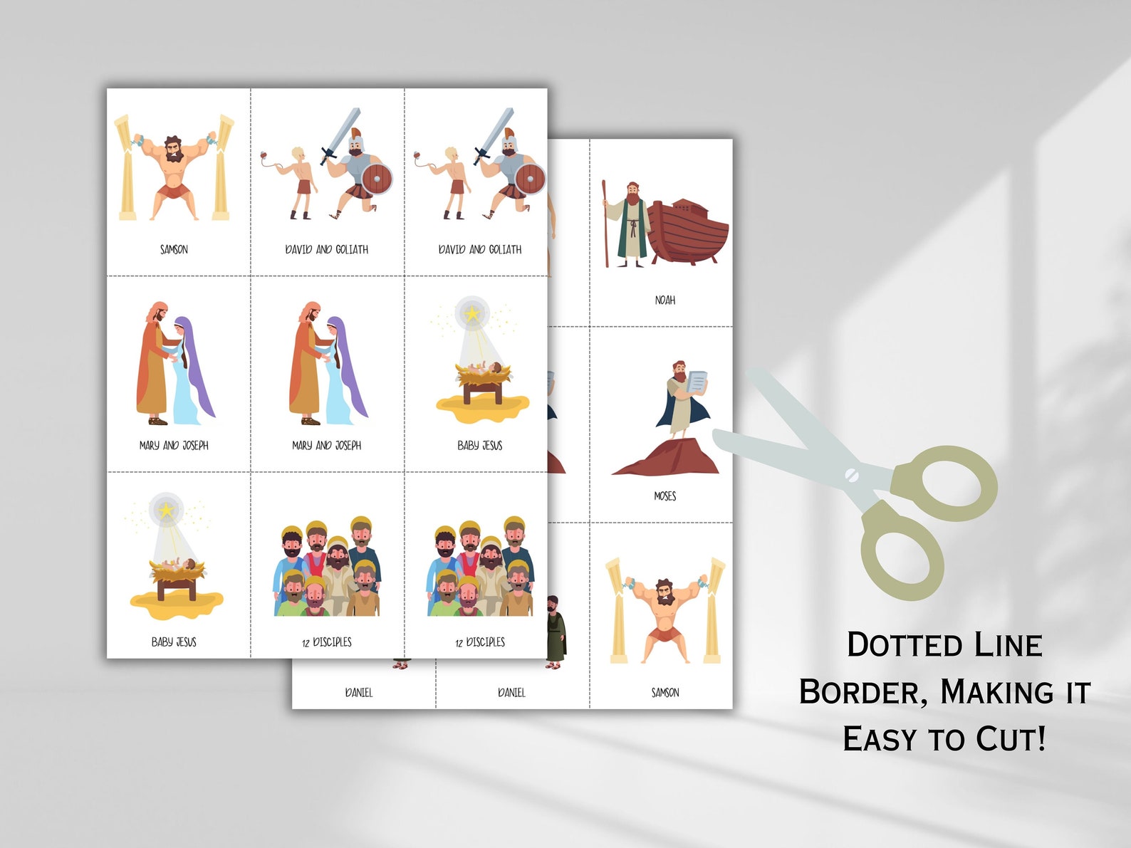 Kids Bible Character Matching Game | Christian Memory Matching Card ...