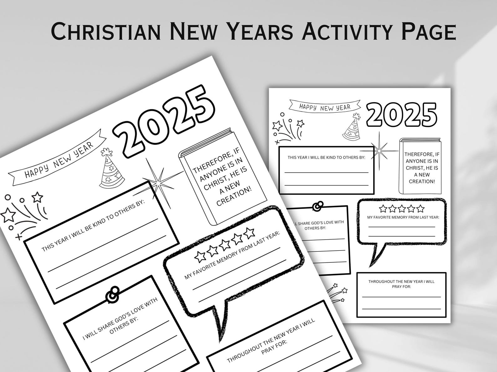 Christian New Years Resolution Page for Kids New Years Sunday School ...