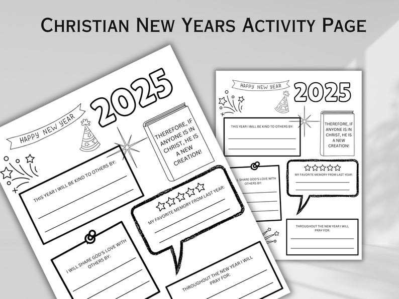 Christian New Years Resolution Page for Kids New Years Sunday School ...