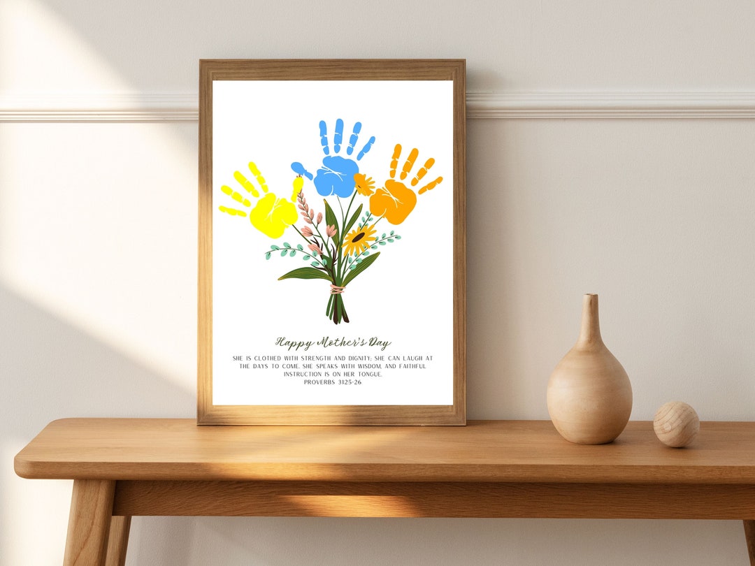 Christian Mothers Day Craft for Mom Handprint Art From Kids Printable ...