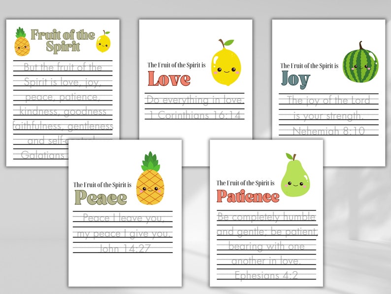 Fruit of the Spirit Bundle Printable Flashcards Poster Bible Verse ...