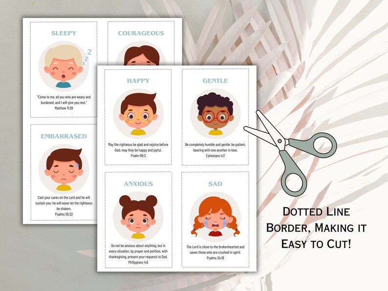 Kids Emotions Cards Feelings Poster for Toddlers Christian Scripture ...
