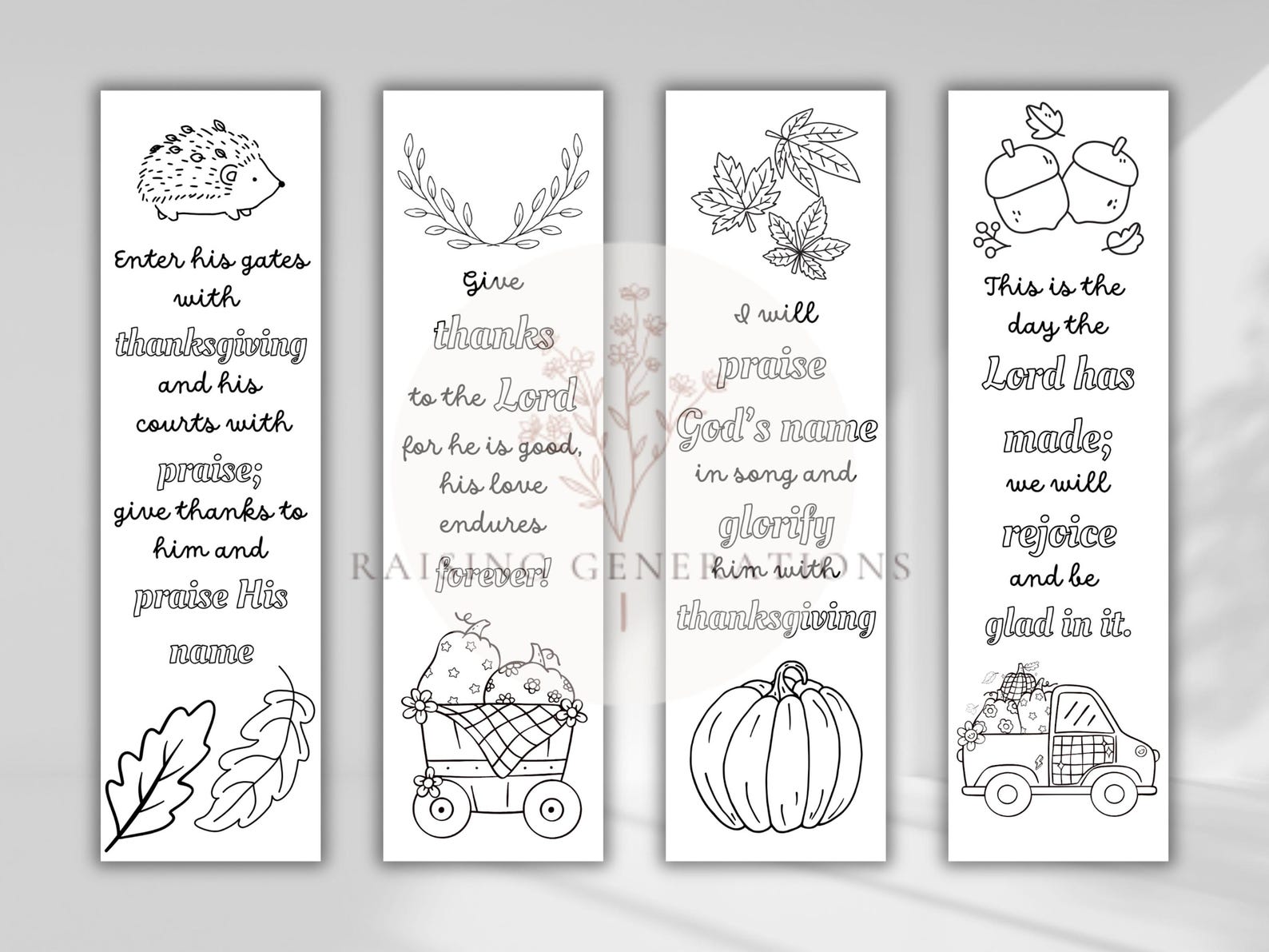 Christian Fall Coloring Bookmarks Thanksgiving Activity for Kids Fall ...