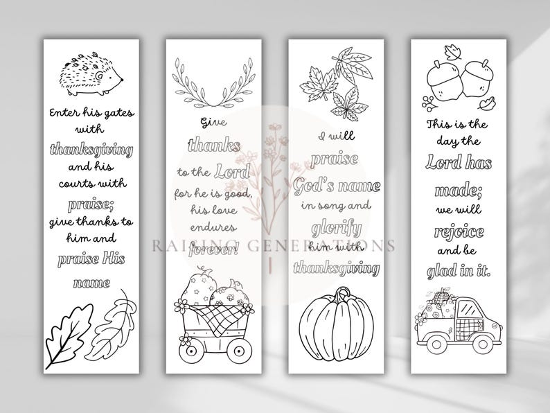 Christian Fall Coloring Bookmarks Thanksgiving Activity for Kids Fall ...