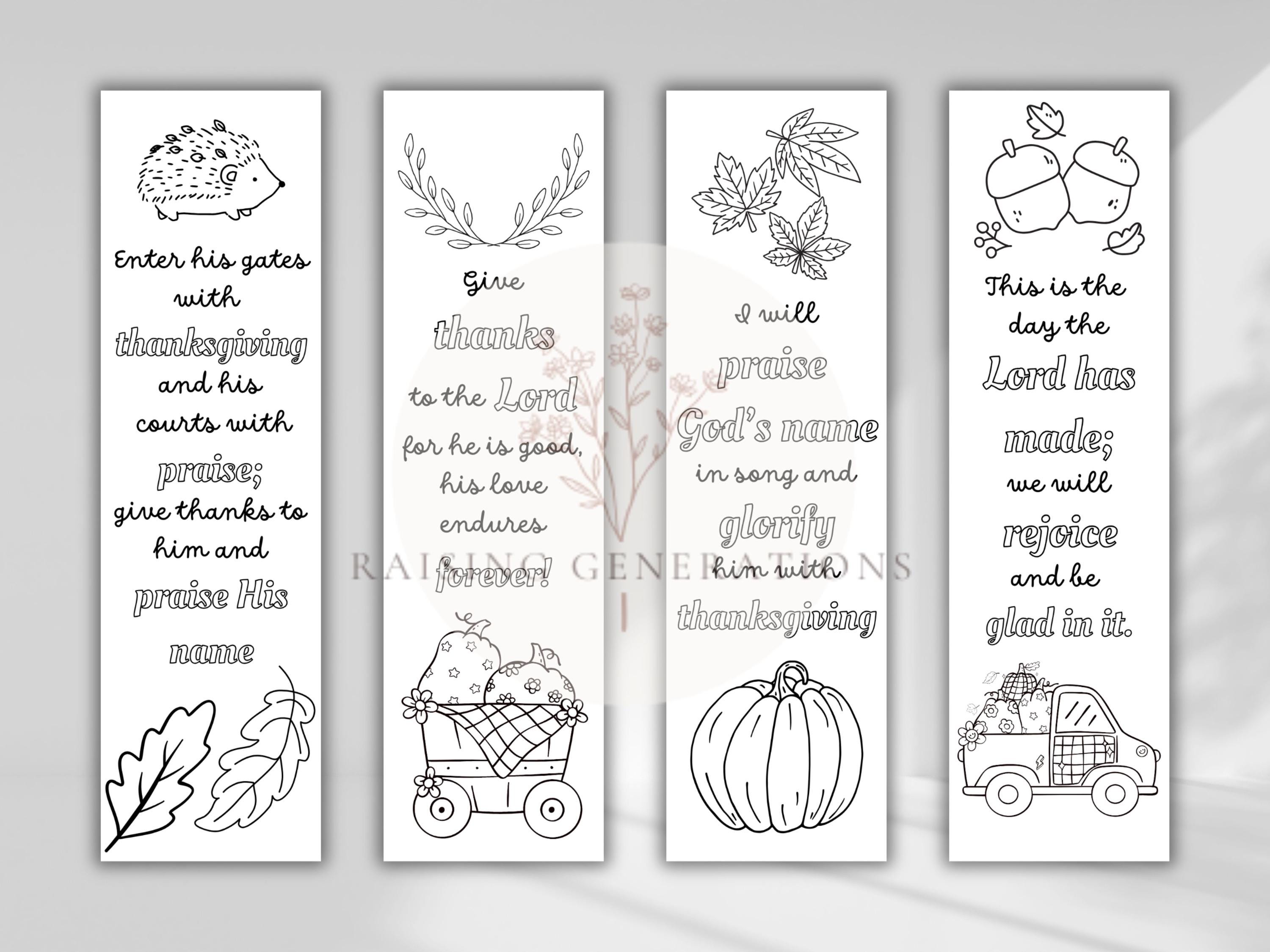 Christian Fall Coloring Bookmarks Thanksgiving Activity for Kids Fall ...